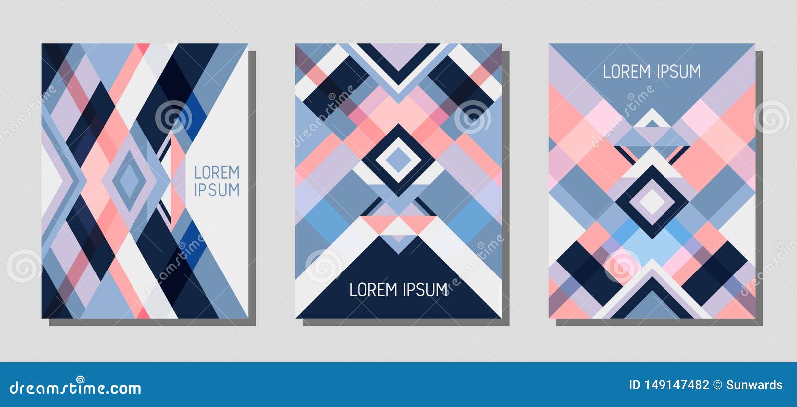 Cover Page Layout Vector Template Geometric Design with Triangles and ...