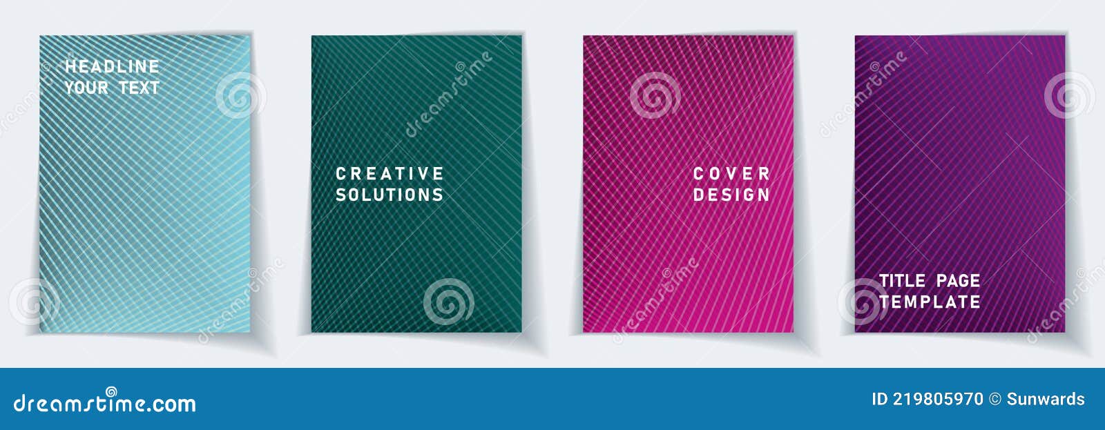 Cover Page Simple Layout Vector Design Set. Halftone Lines Grid ...