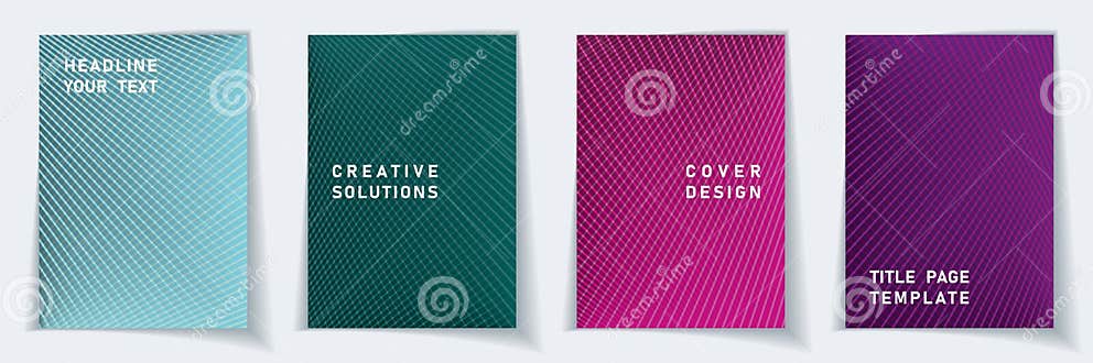 Cover Page Simple Layout Vector Design Set. Halftone Lines Grid ...