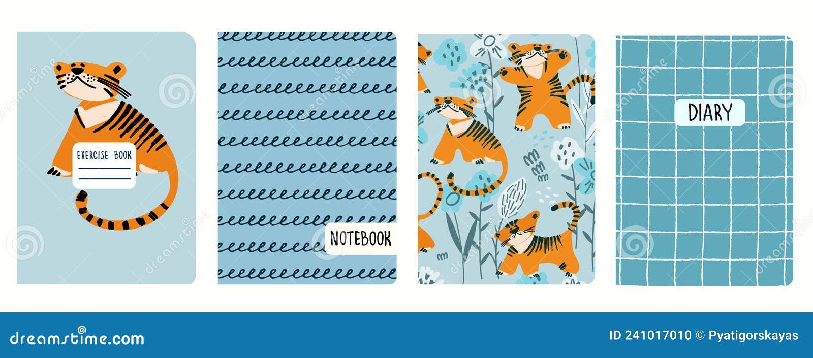 Cover Page Templates Based on Illustrations with Tigers, Checkered and ...