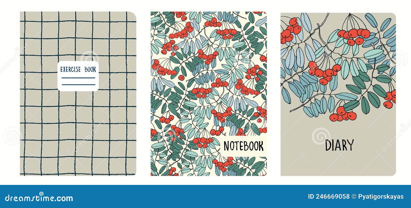 Cover Page Templates Based on Patterns with Ashberry Branches. Headers ...