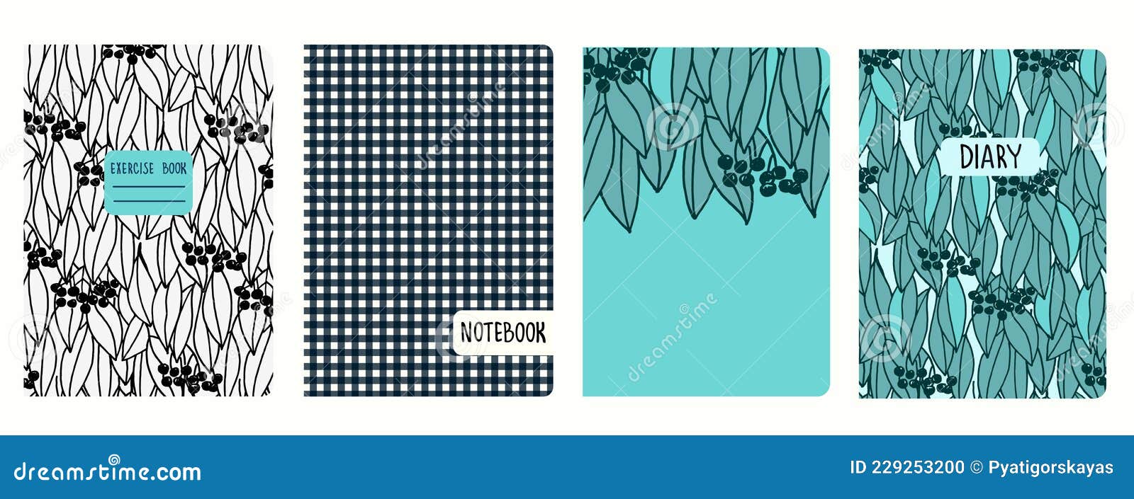 Cover Page Templates Based on Patterns with Leaves, Berries, Gingham ...