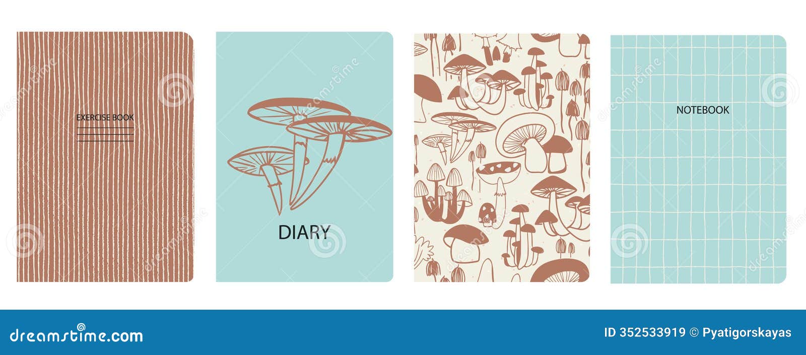 Cover Page Templates Based On Patterns With Mushrooms, Toadstool And ...