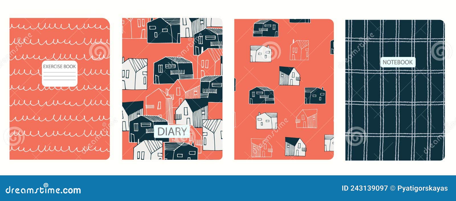 Cover Page Templates Based on Patterns with Townscapes, Grid Pattern ...