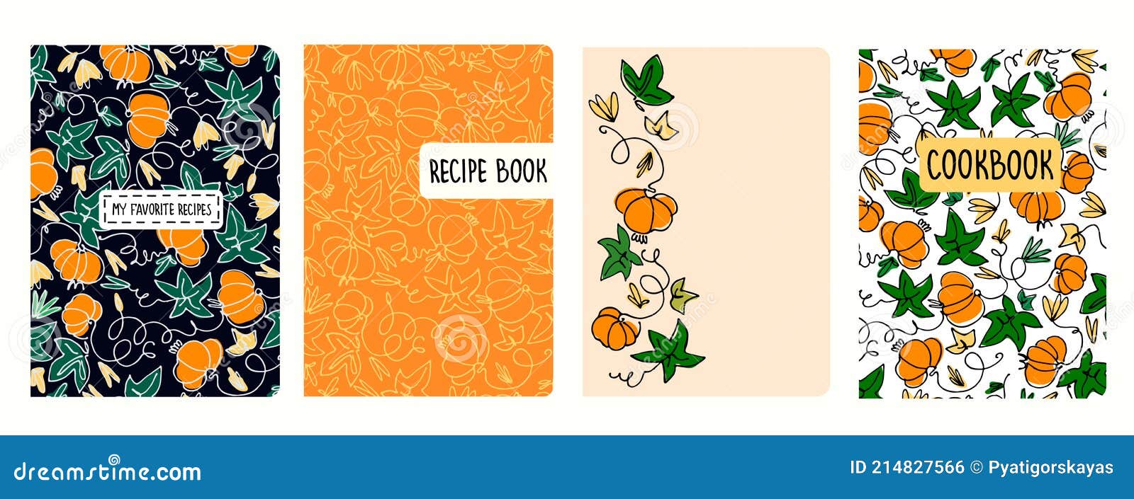 Cover Page Templates for Recipe Books Based on Seamless Patterns with ...
