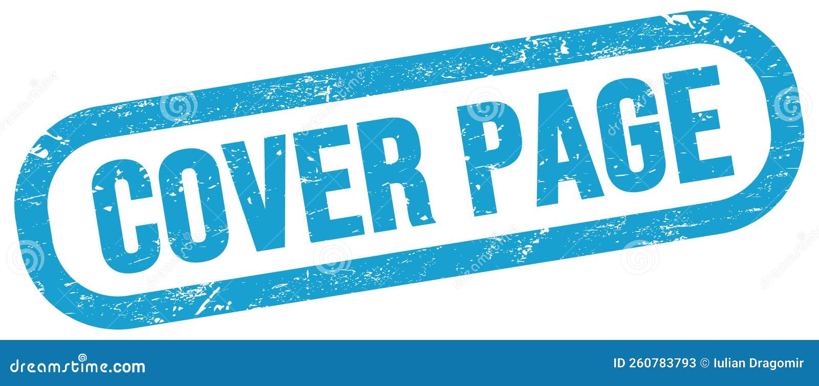 COVER PAGE, Text Written on Blue Stamp Sign Stock Illustration ...