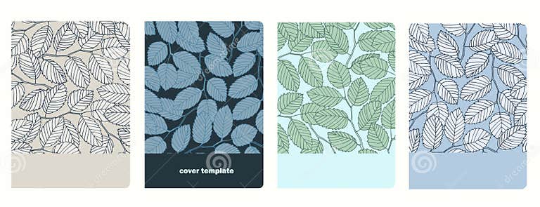 Cover Page Vector Templates with Elm Tree Leaves. Headers Isolated and ...