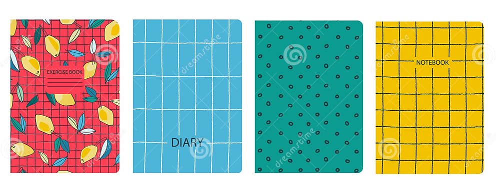 Cover Page Vector Templates with Hand Drawn Lemon Headers Isolated and ...