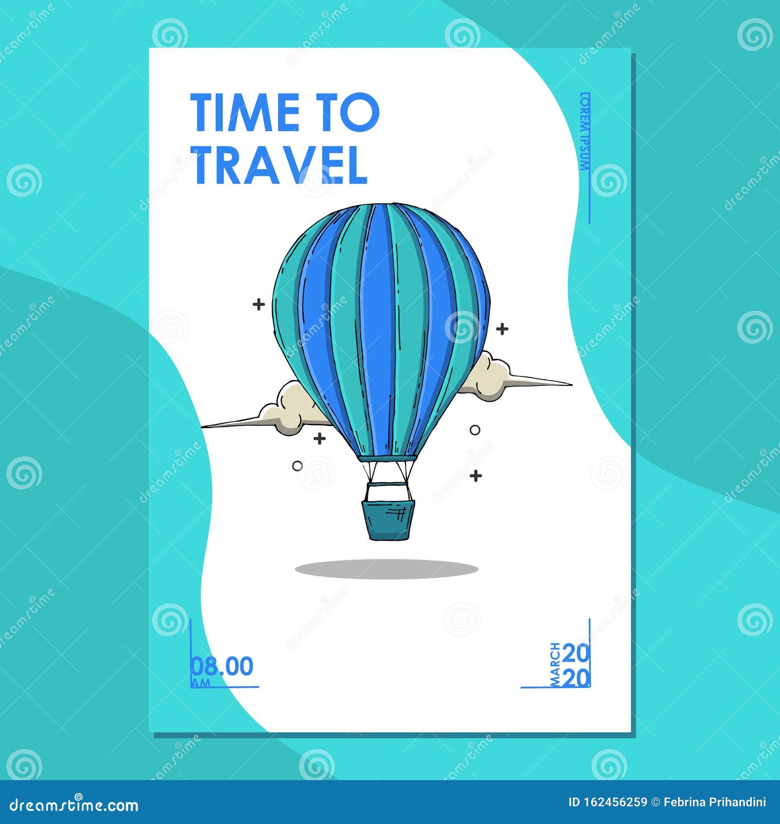 Cover and Poster Design Template with a Air Balloon Stock Vector ...