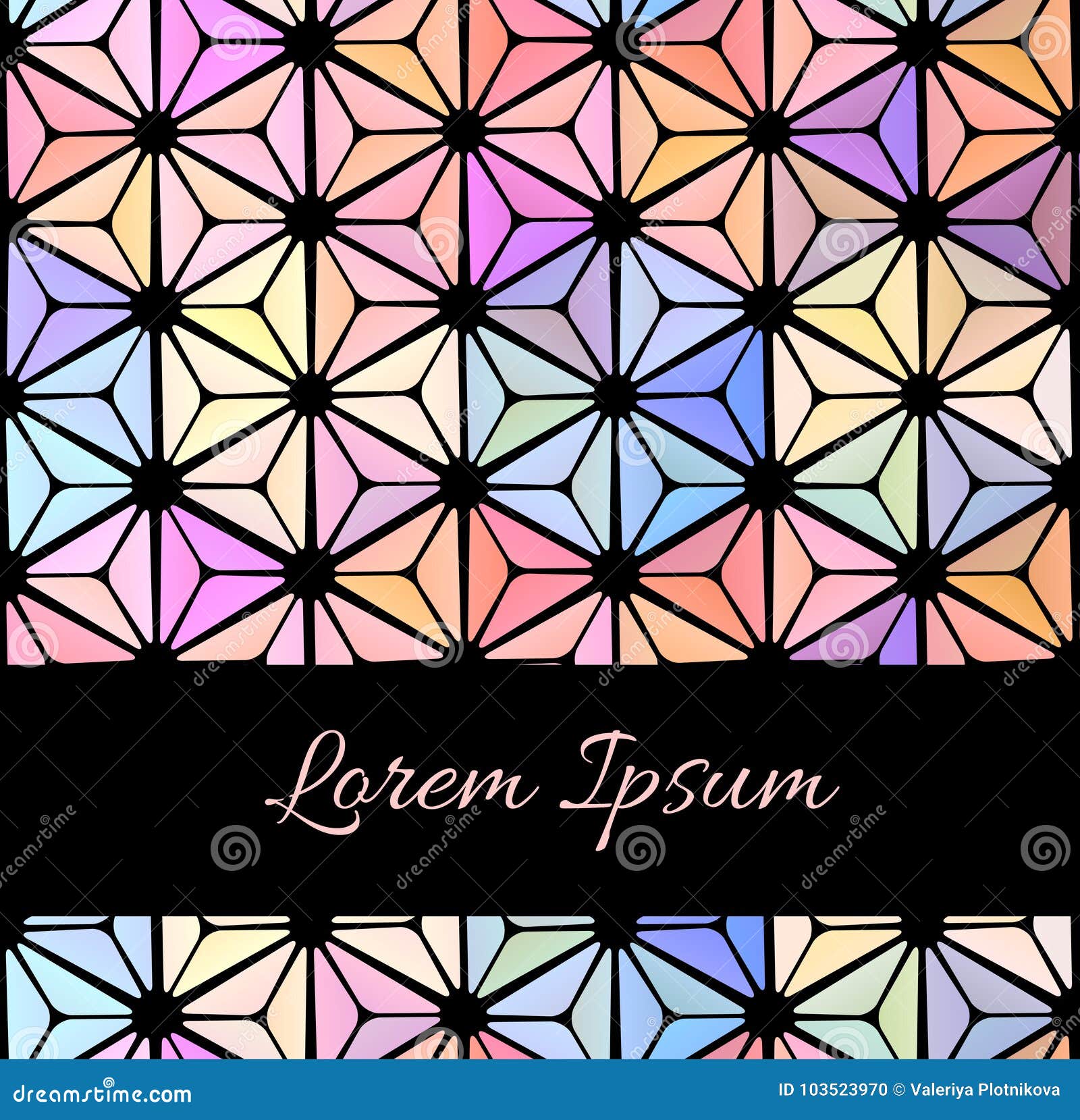 Cover Template with Abstract Stained-glass Window with Multicolored ...