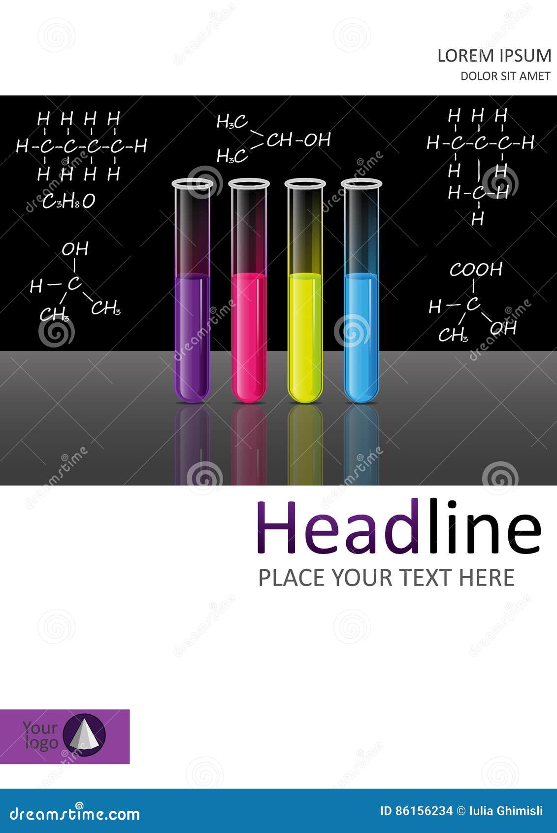 Cover Template Design with Test Tubes Set. Vector. Stock Vector ...