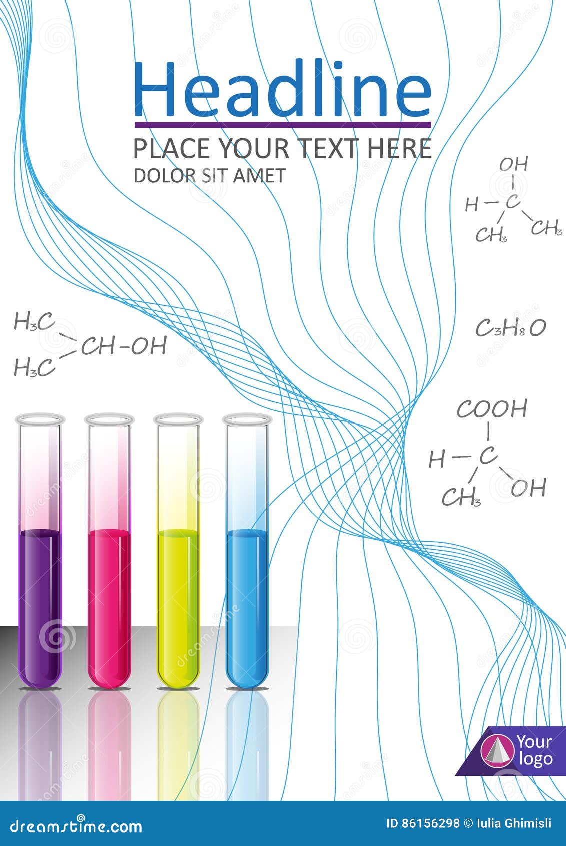 Cover Template Design with Test Tubes. A4. Vector Stock Vector ...