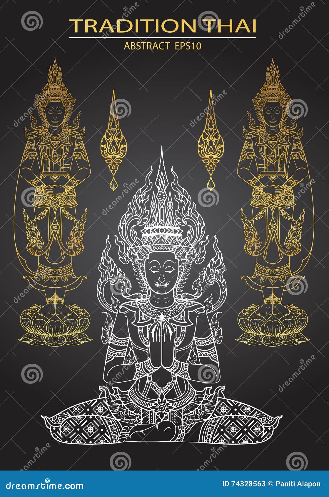 Cover Tradition Thai Buddha Jewelry Set Stock Vector - Illustration of ...