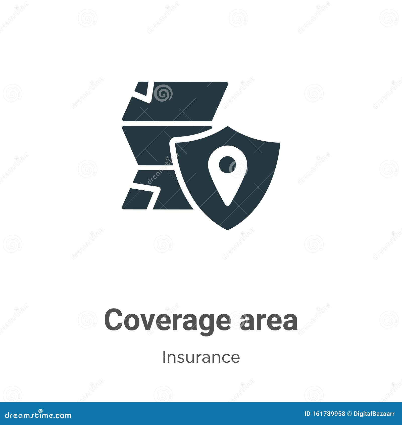 Coverage Area Vector Icon on White Background. Flat Vector Coverage ...