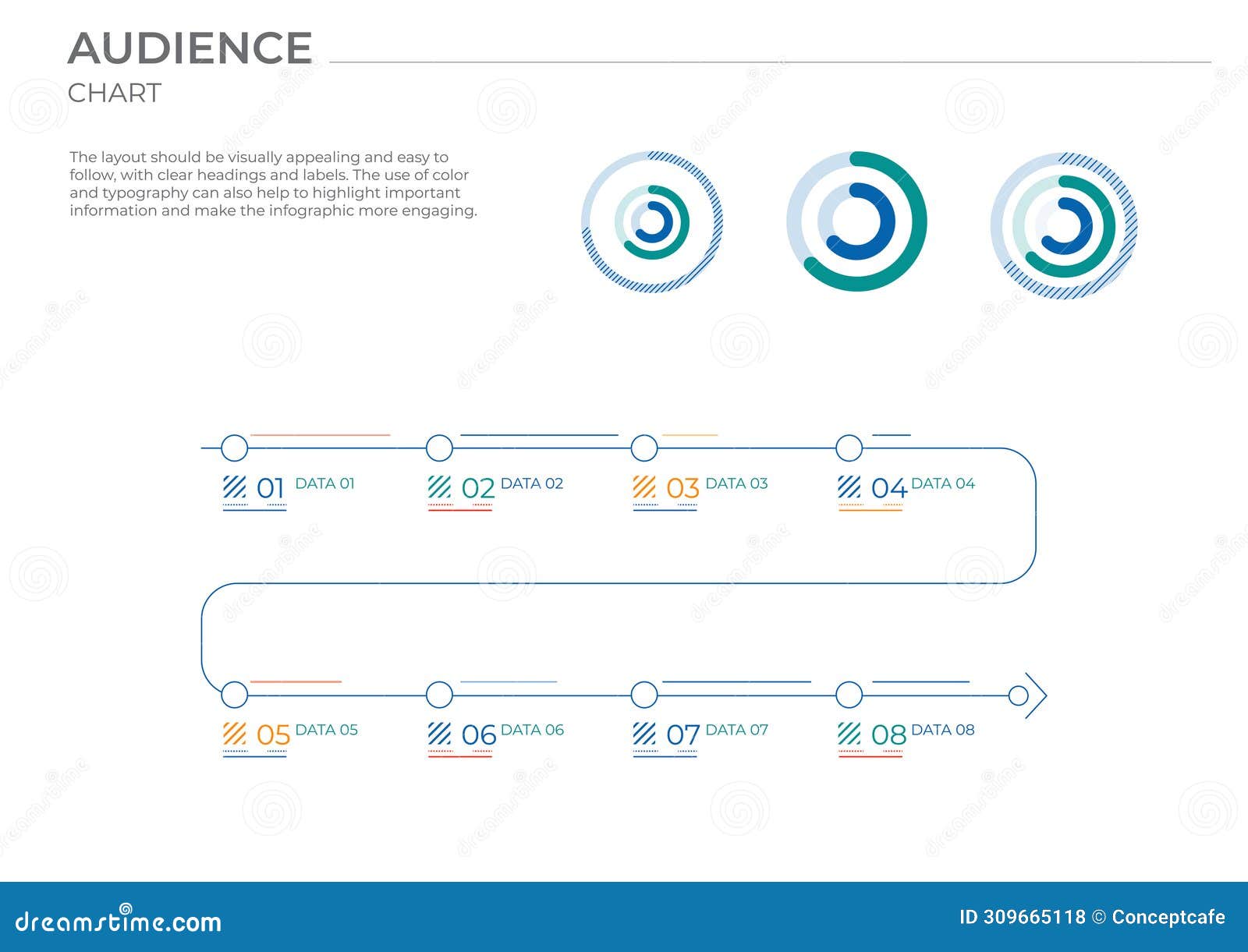 Coverage Audience Business Charts in Color. Vector Data Illustration ...