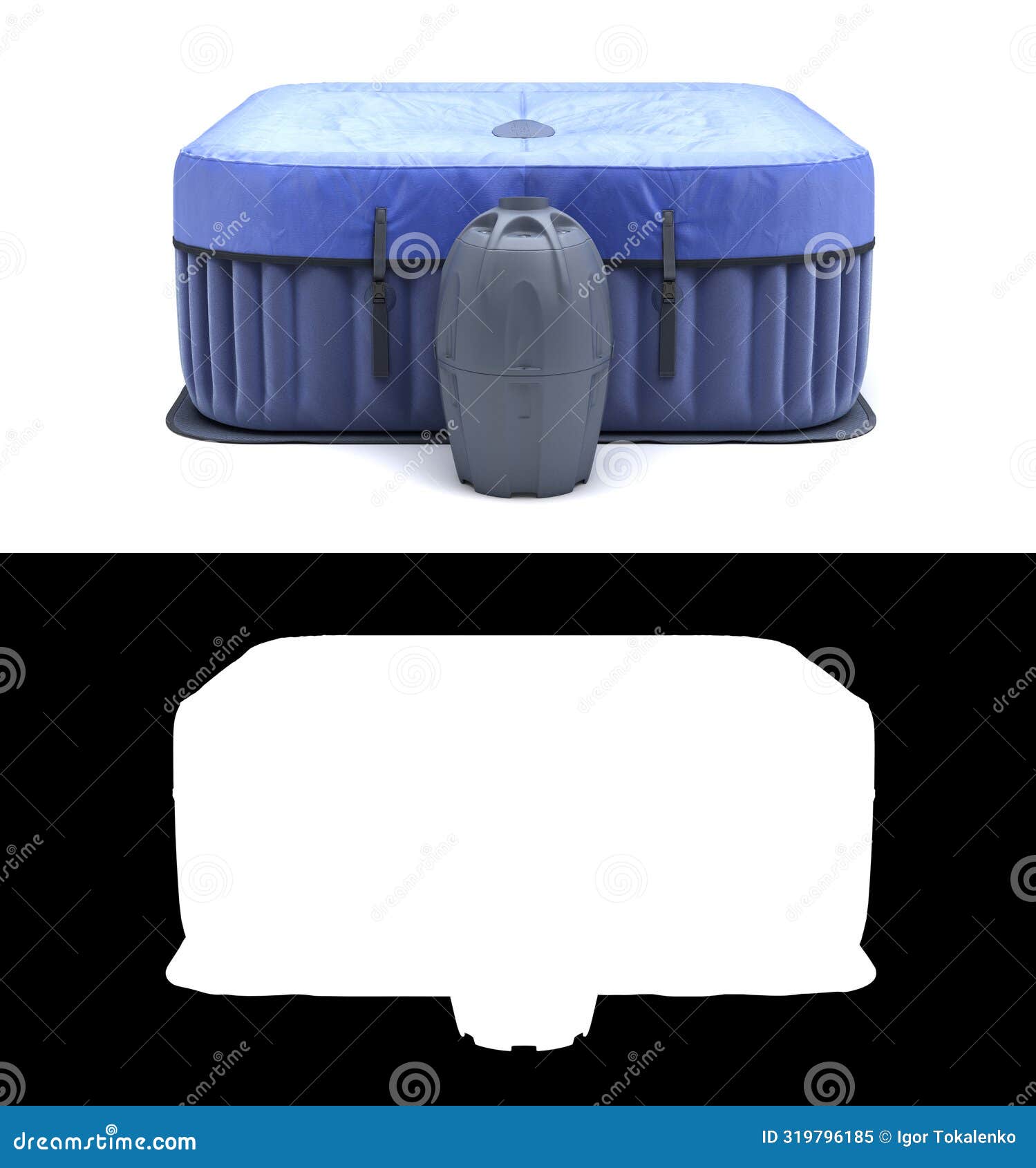 Covered Blue Portable Outdoor Pool 3d Render on White with Alpha Stock ...