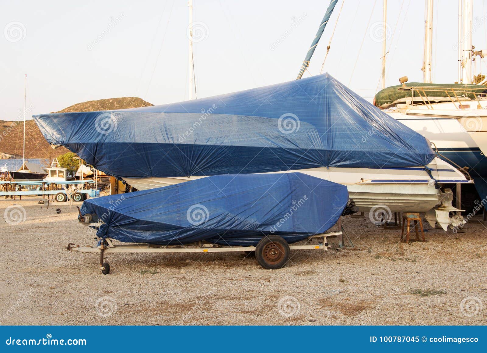 A Covered Boat in the Shipyard Stock Image - Image of fishing ...