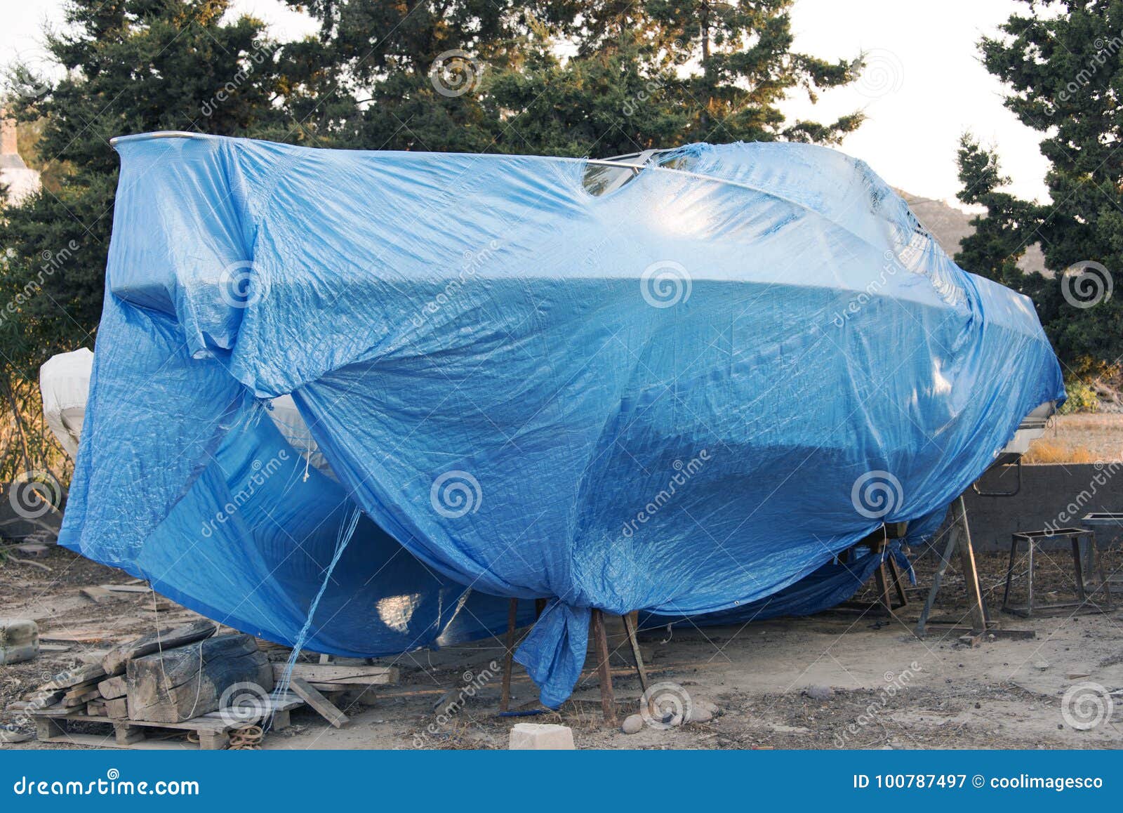 A Covered Boat in the Shipyard Stock Image - Image of outdoors ...