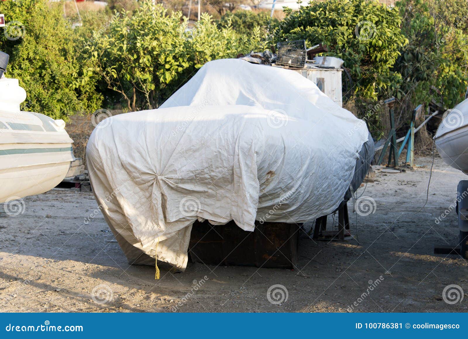 A Covered Boat in the Shipyard Stock Image - Image of leisure, shipyard ...