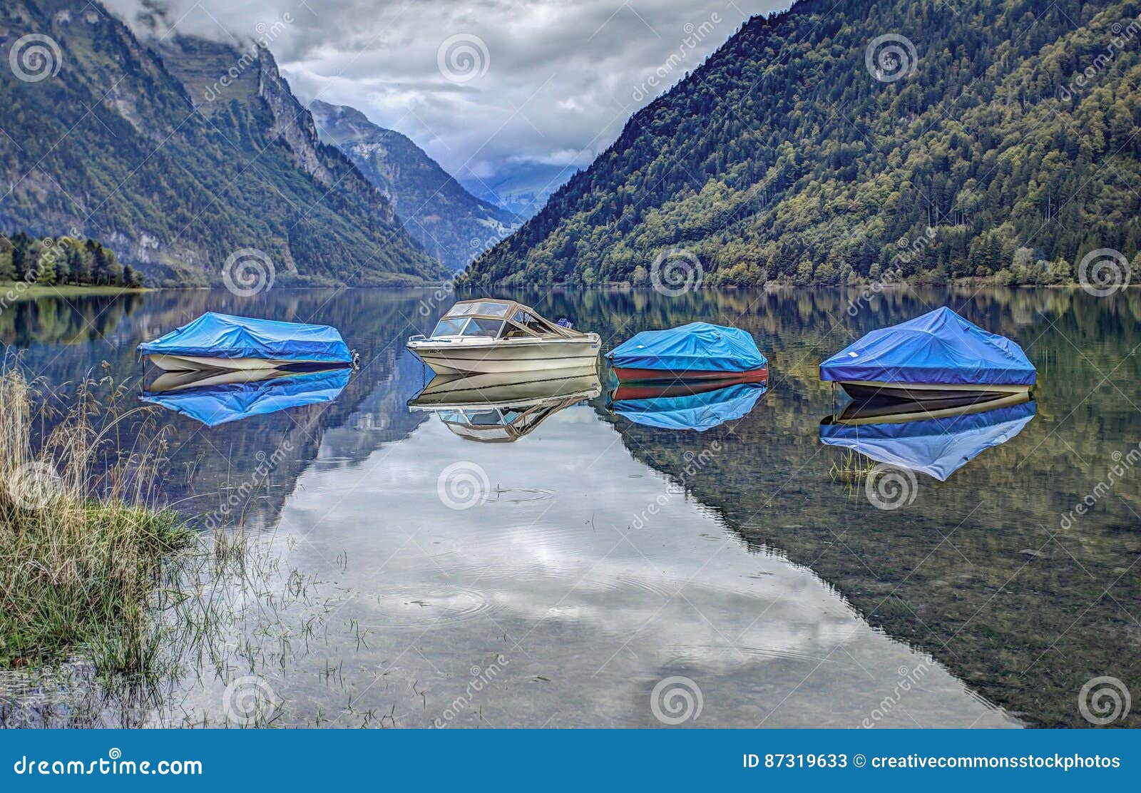 Covered Boats On Lake Picture. Image: 87319633