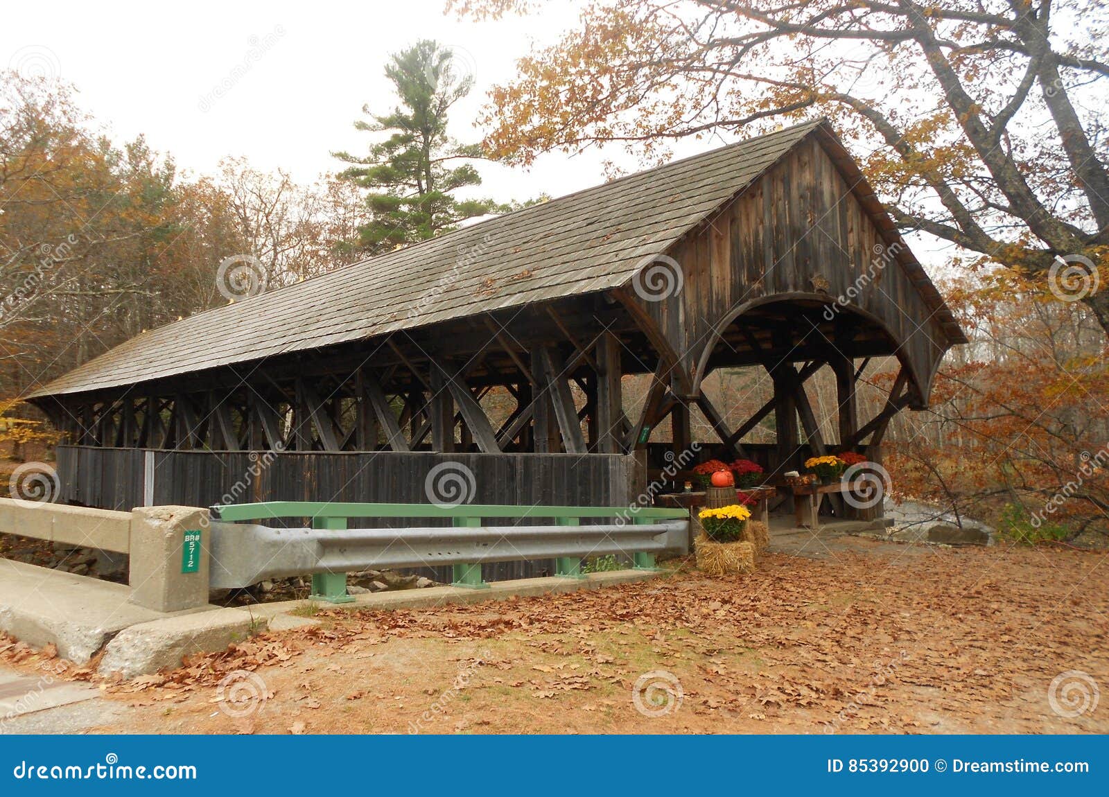 Covered Bridge in the Fall stock photo. Image of covered - 85392900