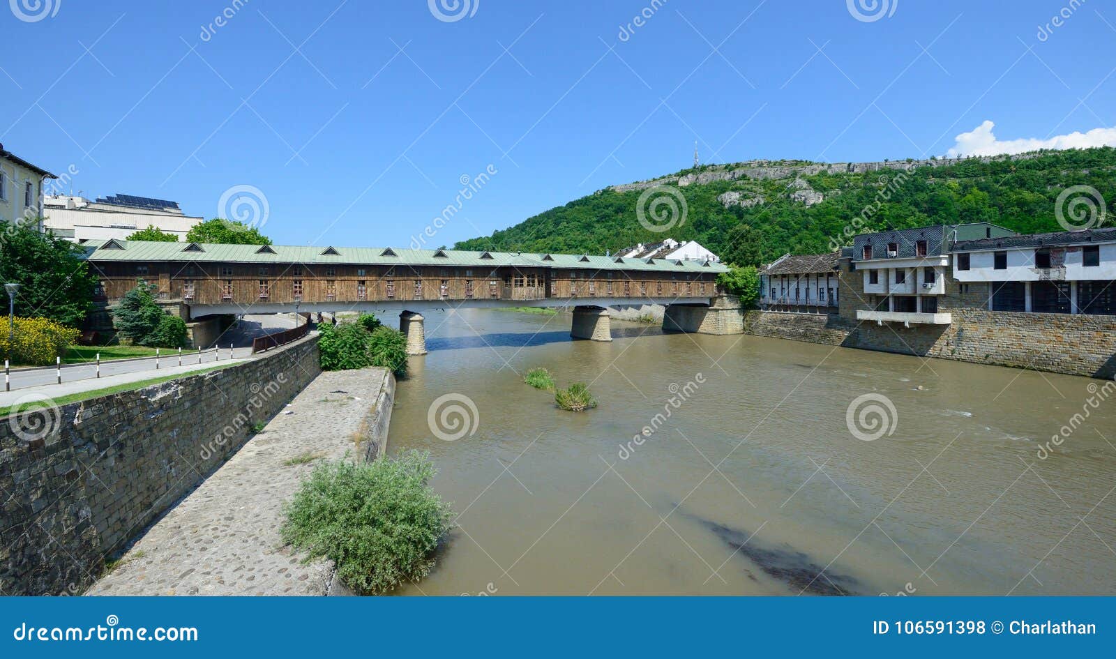 Covered bridge in Lovech stock photo. Image of tree - 106591398