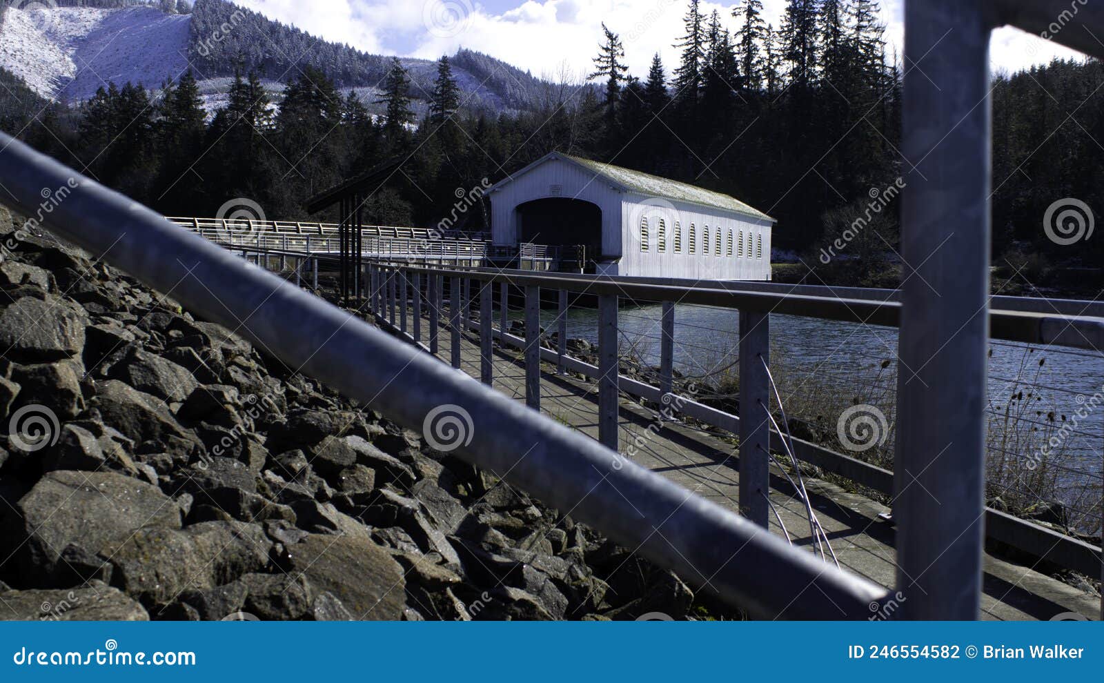 Covered Bridge in Lowell, Oregon Stock Photo - Image of night, covered ...