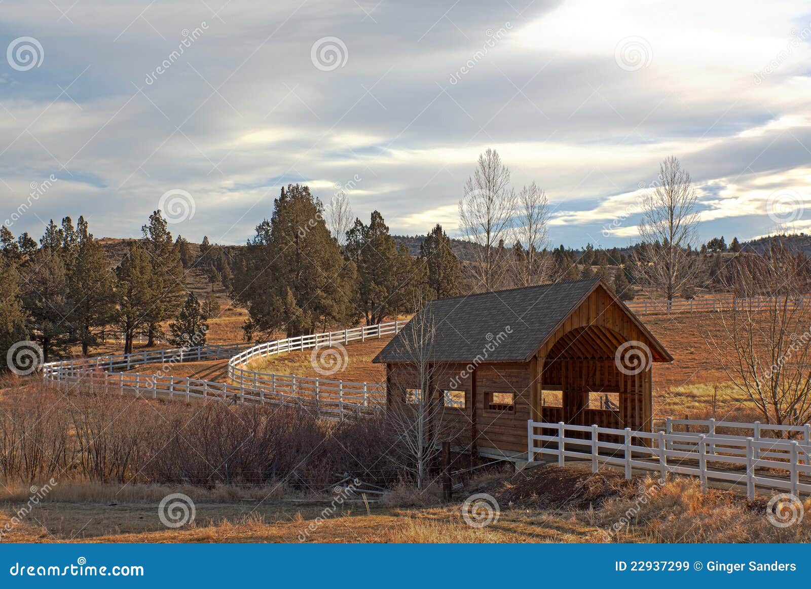 Covered Bridge and Ranch Drive HDR Stock Image - Image of landscape ...
