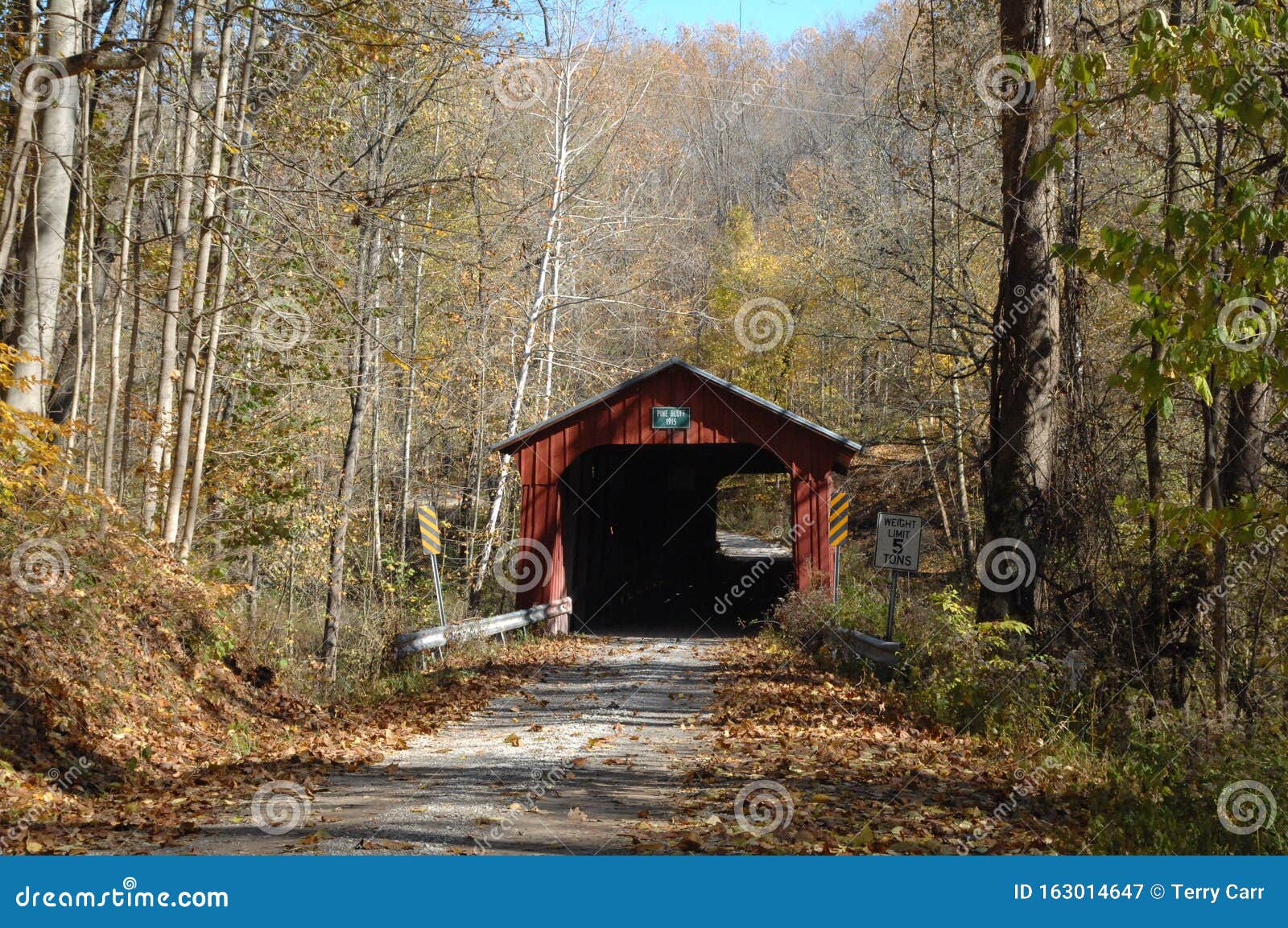 Covered Bridge in Fall Foliage Editorial Photography - Image of rural ...