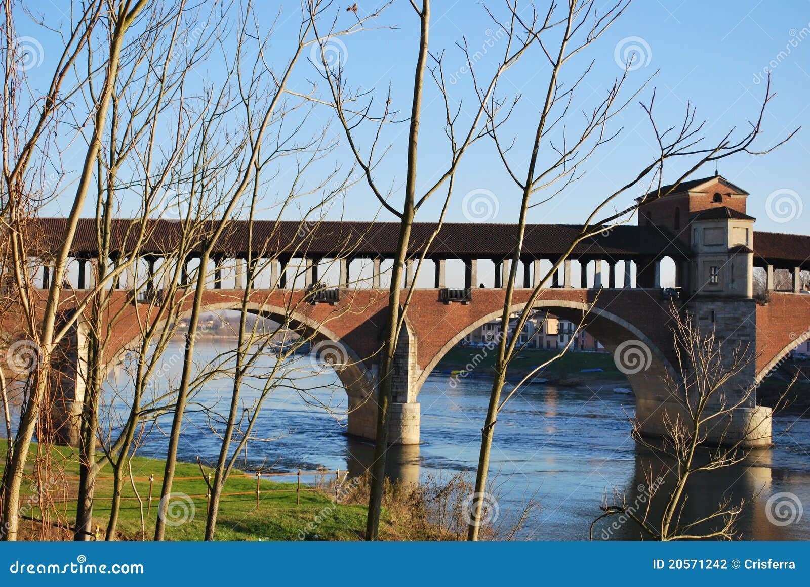 Covered Bridge on Ticino River Stock Photo - Image of scenic, landmarks ...