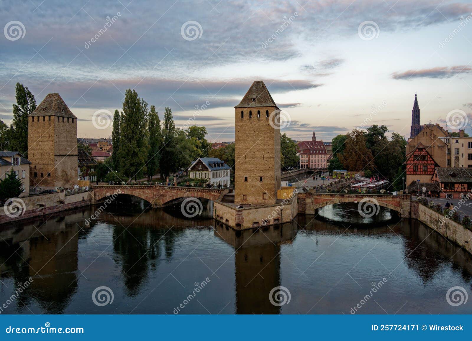 Covered Bridges, Strasbourg on the River Stock Image - Image of city ...