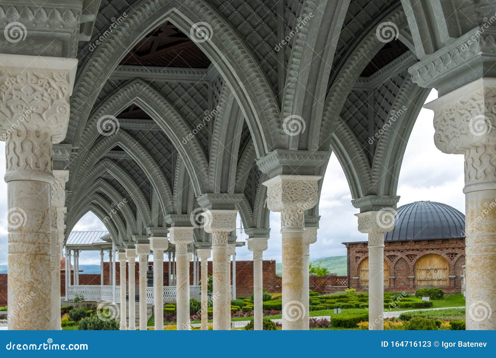 A Covered Colonnade of Arches. Stock Image - Image of arcade, blue ...