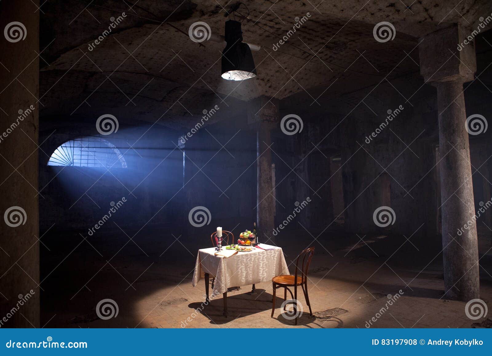 Covered Dining Table the Abandoned Room Stock Photo - Image of ...