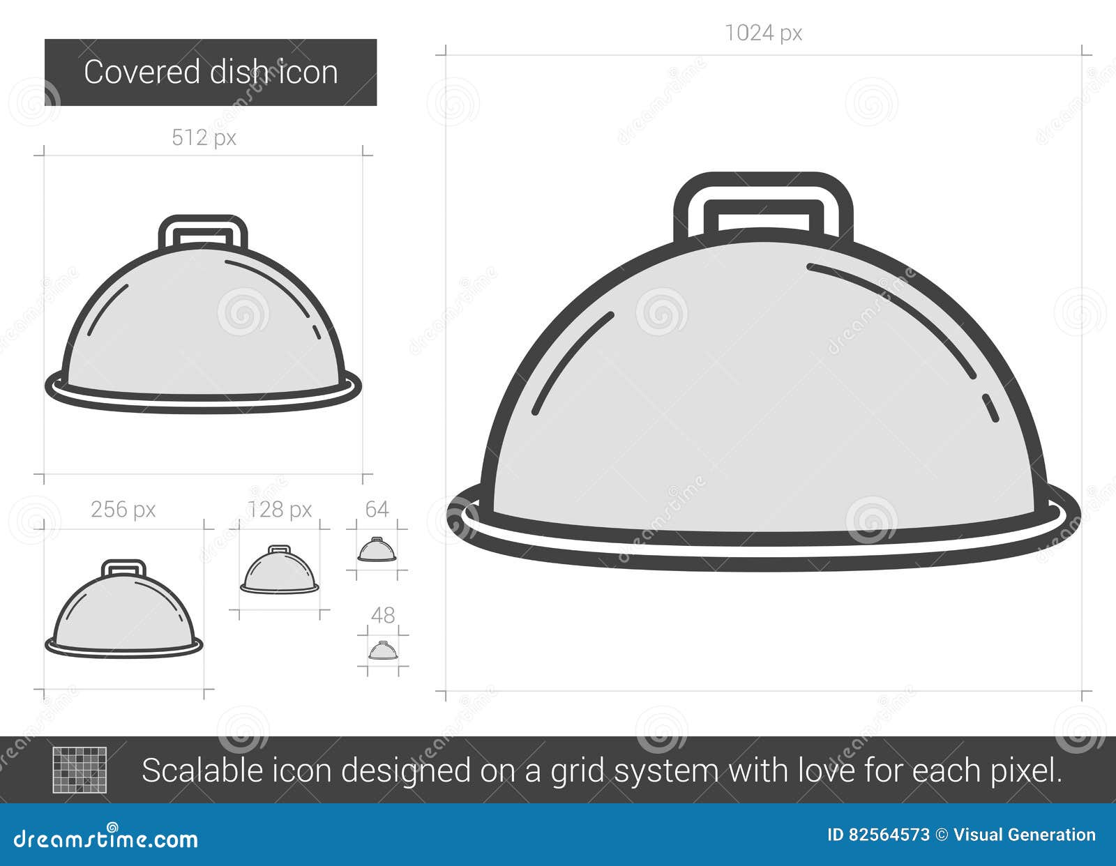 Covered dish line icon. stock vector. Illustration of flat - 82564573