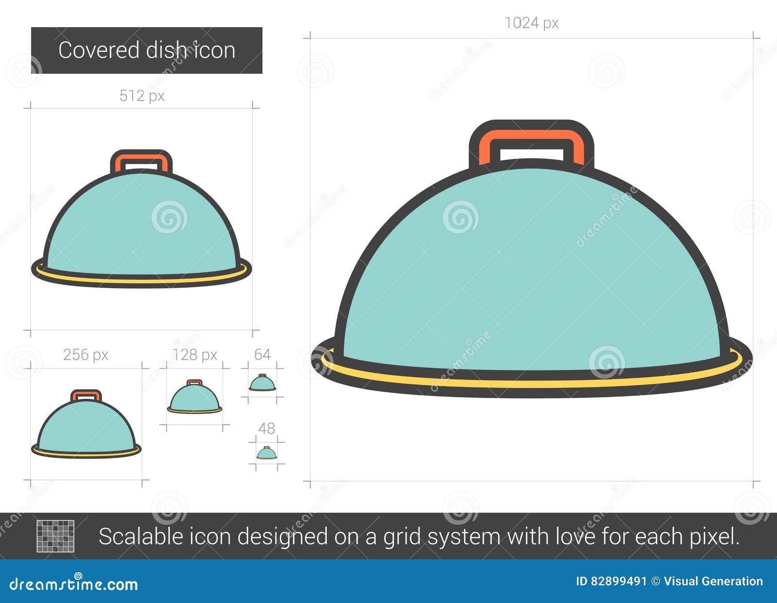Covered dish line icon. stock vector. Illustration of banquet - 82899491