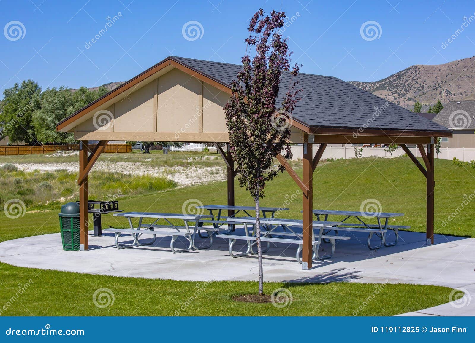 Covered Eating Area in Public Park Stock Image - Image of nature ...