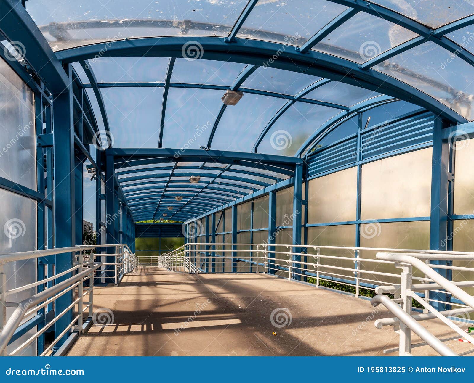 Covered Pedestrian Bridge Across the Highway Stock Image - Image of ...