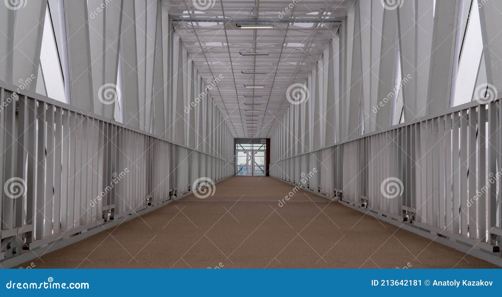 Covered Pedestrian Bridge. Selective Focus Stock Image - Image of city ...