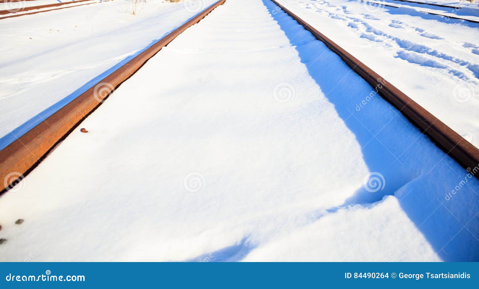 Covered with Snow Railroad Tracks Stock Photo - Image of empty, season ...