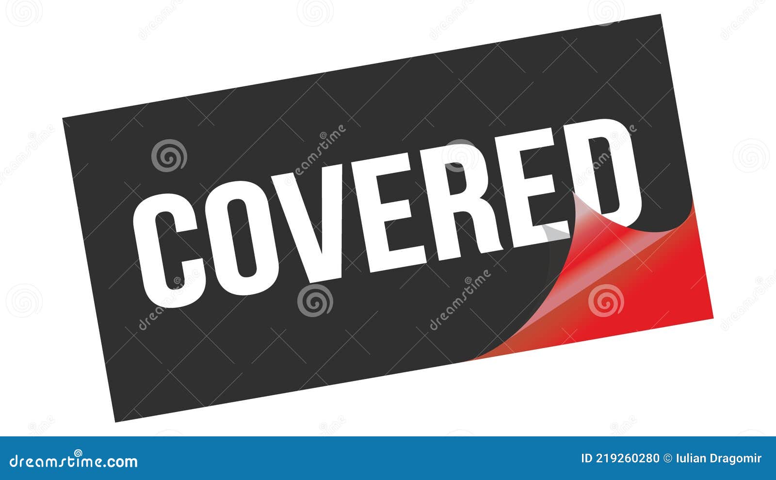 COVERED Text on Black Red Sticker Stamp Stock Illustration ...