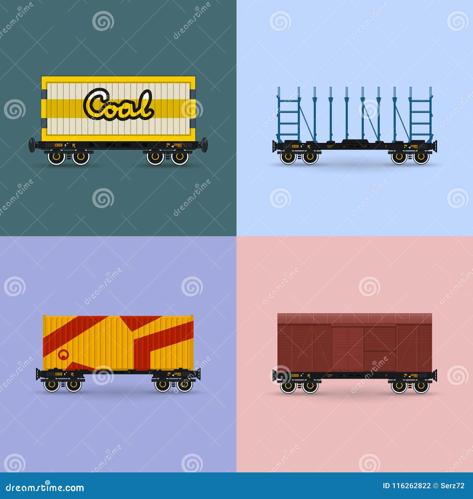 Freight Rail Wagon Loaded With Coal Outline Drawing Stock Photography ...