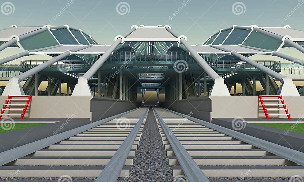 Covered Train Station Nobody Stock Illustration - Illustration of arch ...