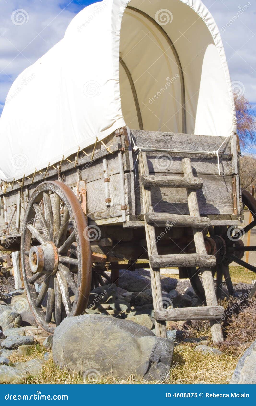 Covered Wagon from the Rear Stock Image - Image of weathered, rear: 4608875