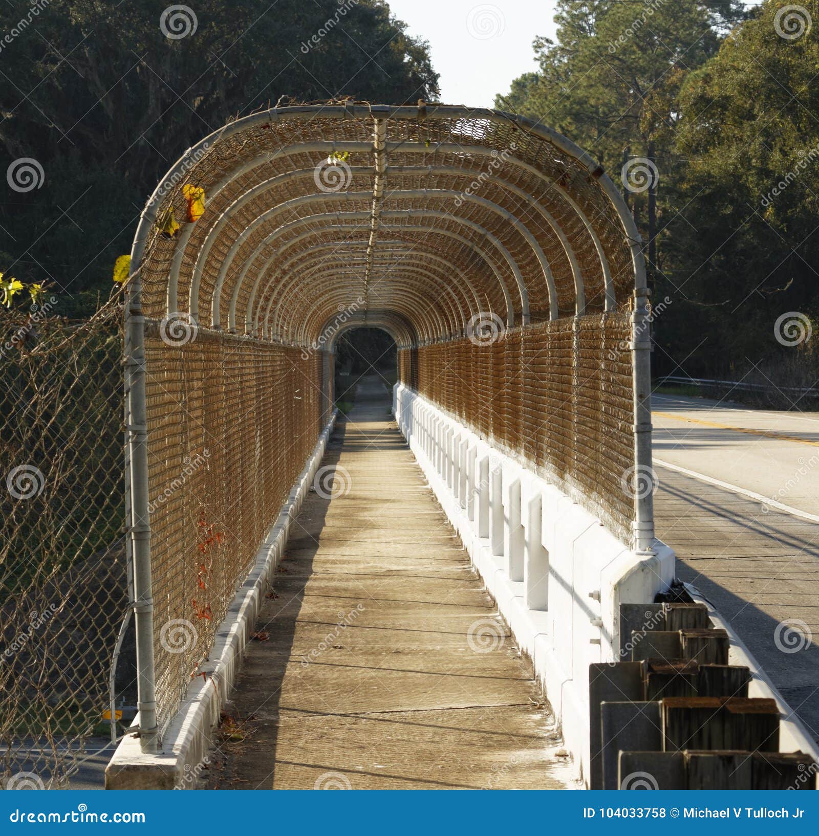 Covered Walkway Across the Overpass Closeup Stock Photo - Image of ...