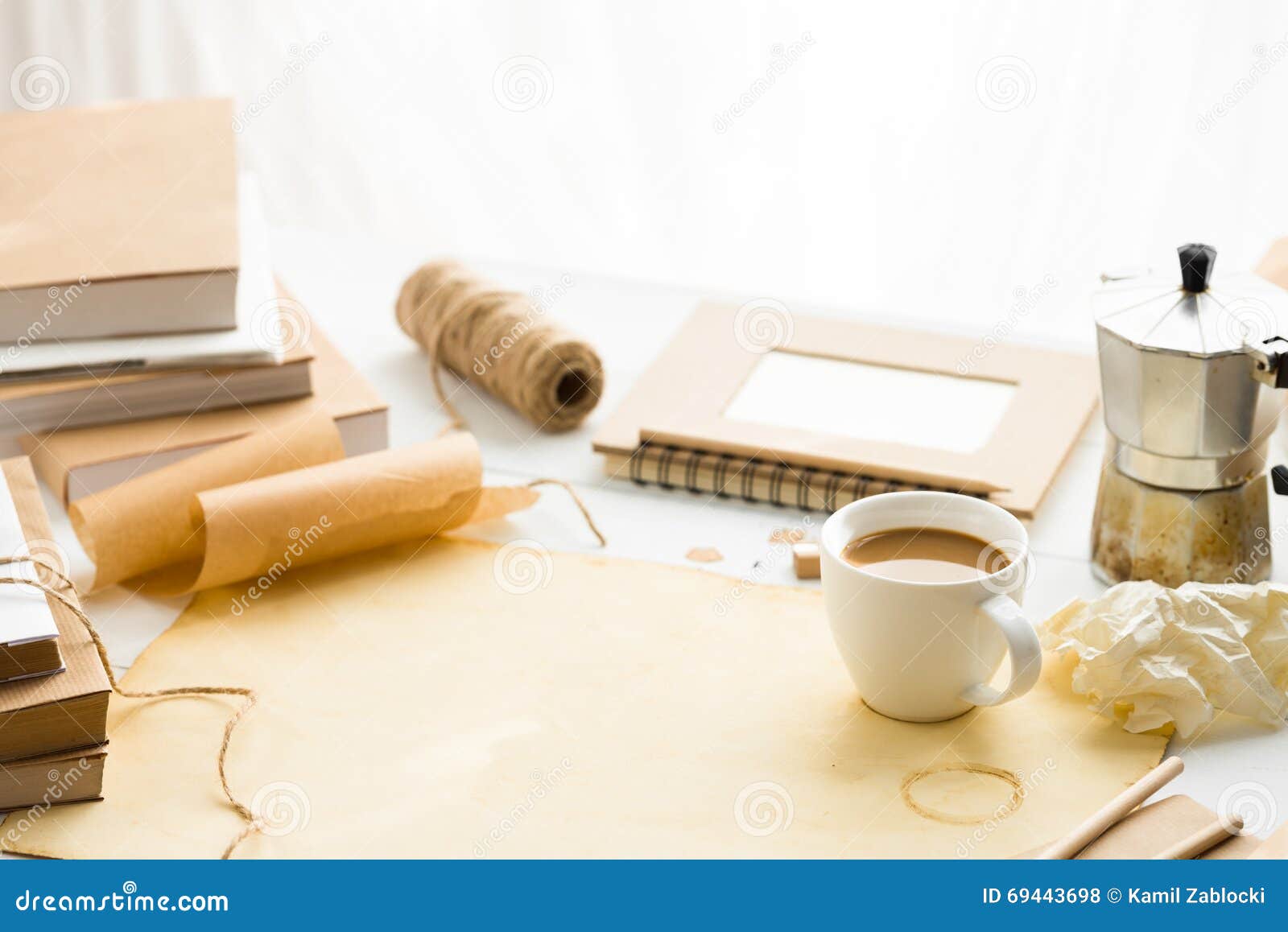 Covering Books with Brown Paper Stock Photo - Image of retro, paper ...