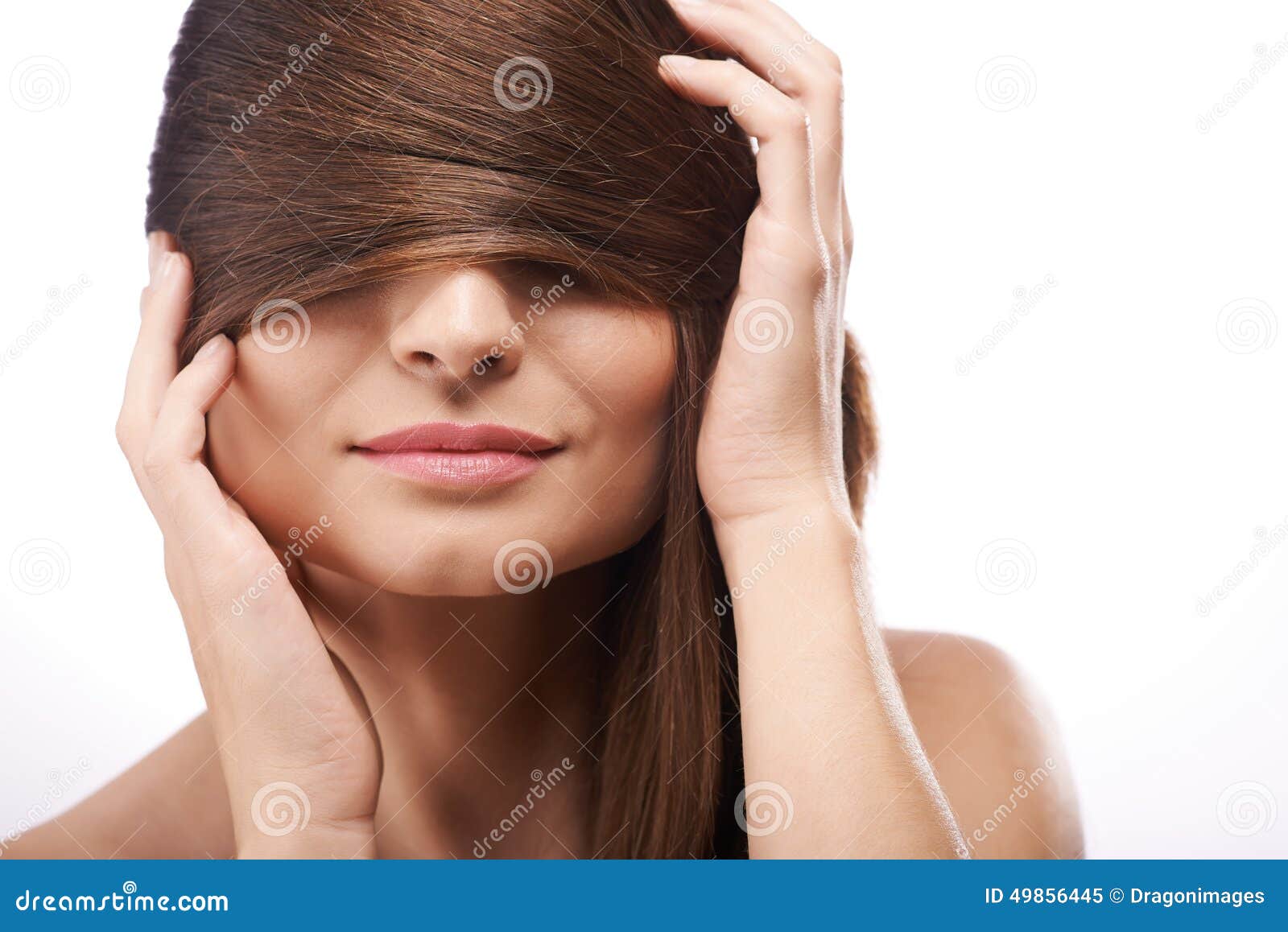 Covering Eyes With Hair Stock Image Image Of Concept 49856445