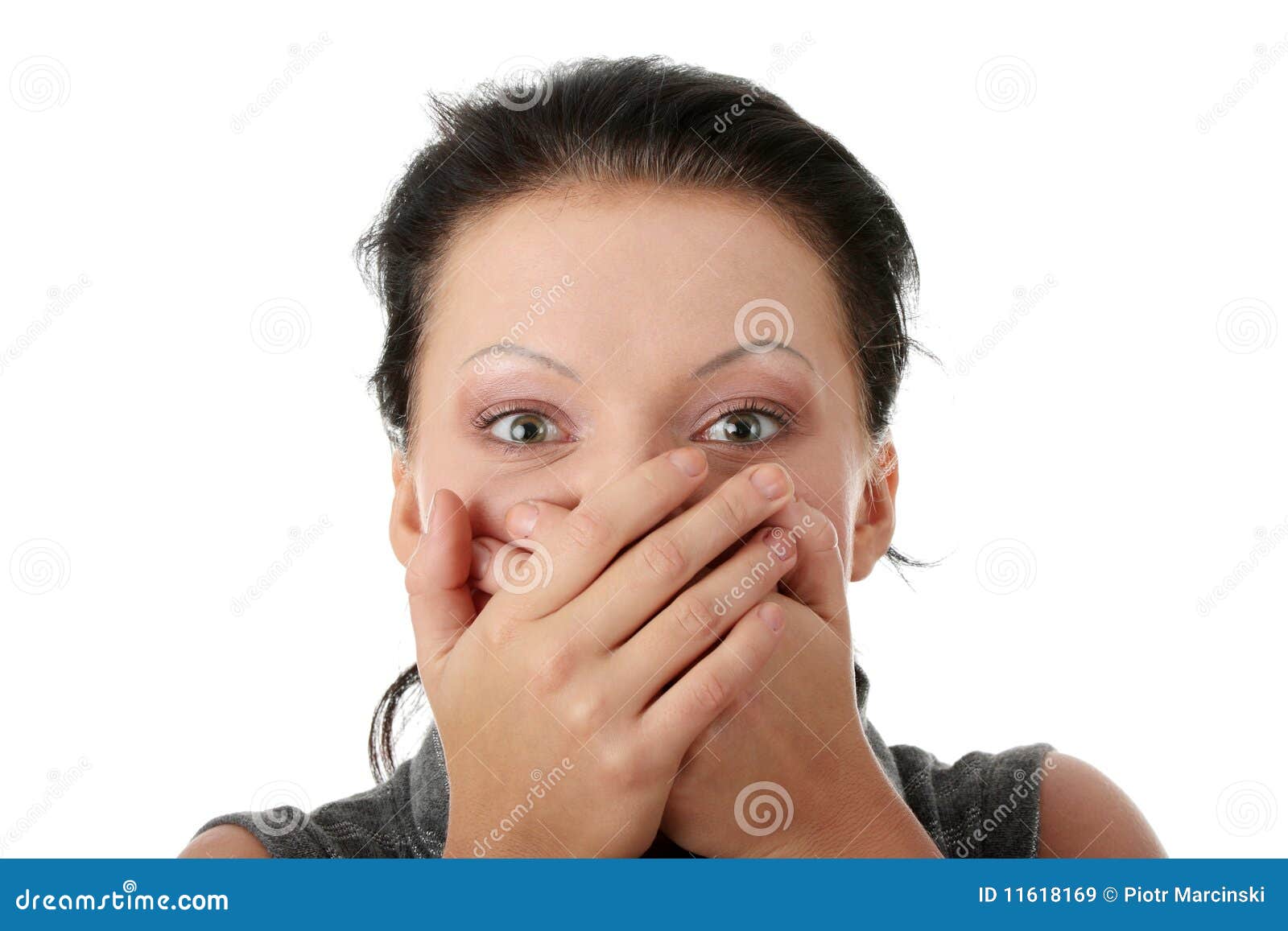 Covering Her Mouth with Hands Stock Image - Image of females, ideas ...