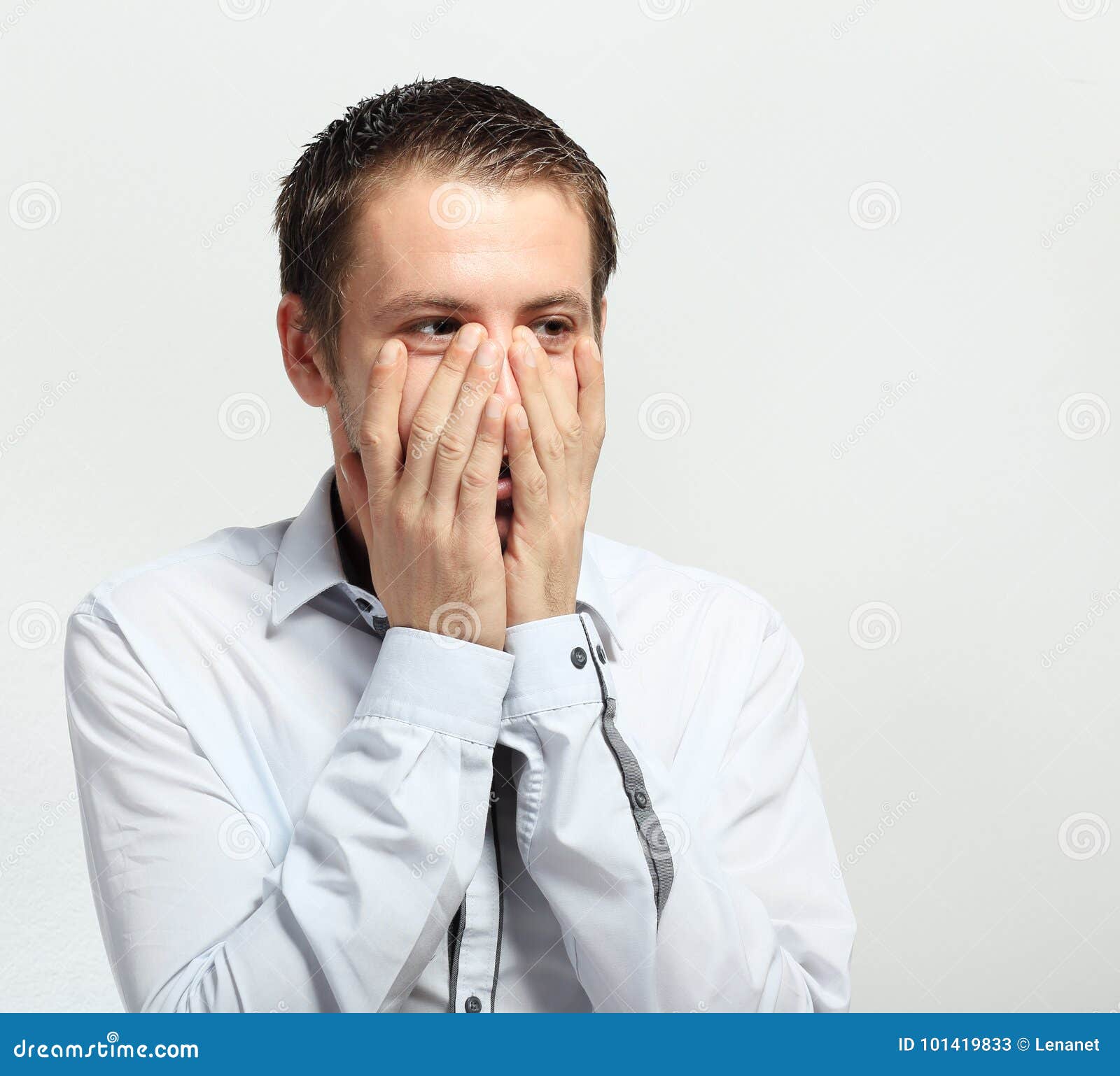 Covering his face stock image. Image of cover, caucasian - 101419833