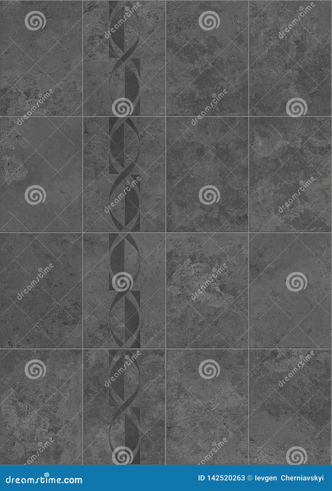 Tile with Decor, Seamless Texture Map for 3d Graphics Stock ...