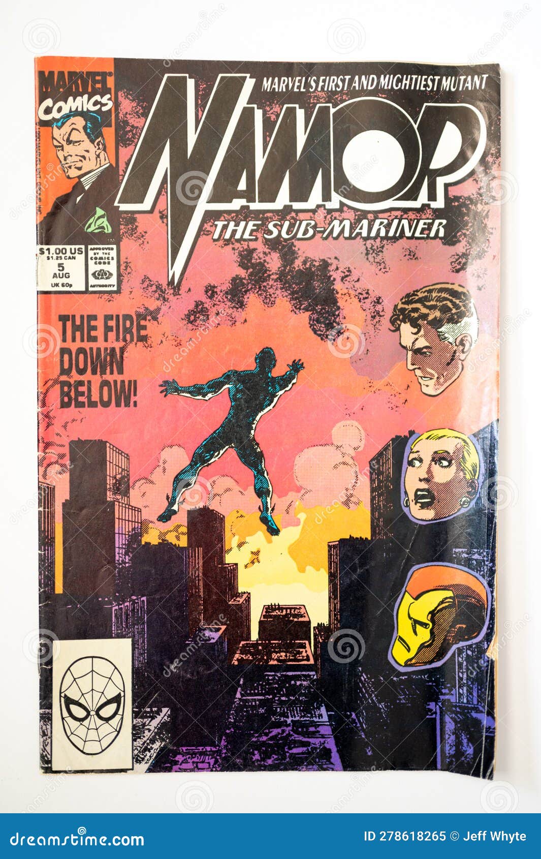 Vintage Marvel Comic Books Closeup View Of A Collection Of Vintage ...